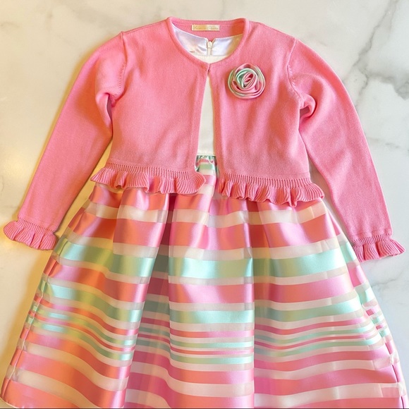 American Princess | Dresses | Girls American Princess Stripe Dress Set ...